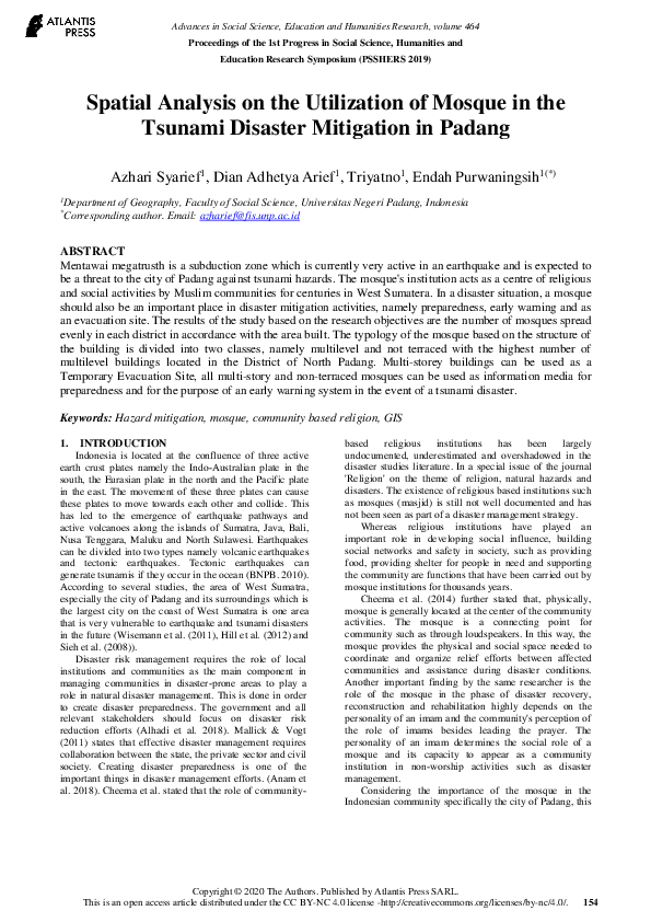(PDF) Spatial Analysis on the Utilization of Mosque in the Tsunami Disaster Mitigation in Padang