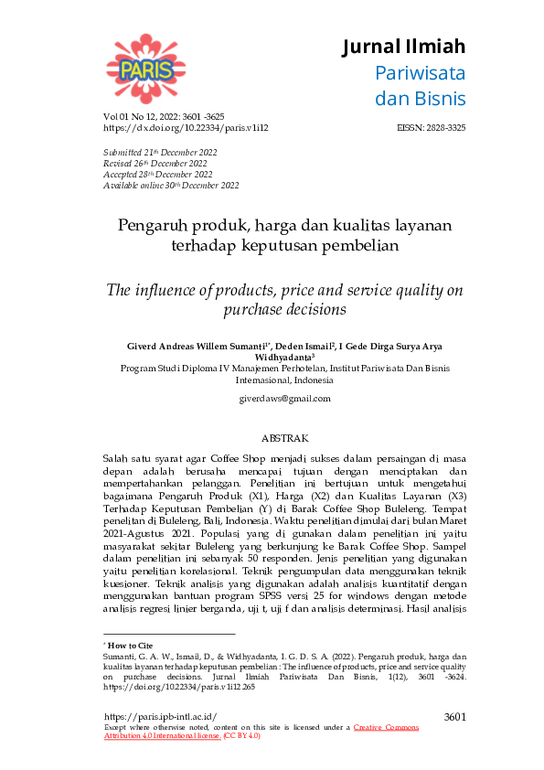 (PDF) Pengaruh produk, harga dan kualitas layanan terhadap keputusan pembelian