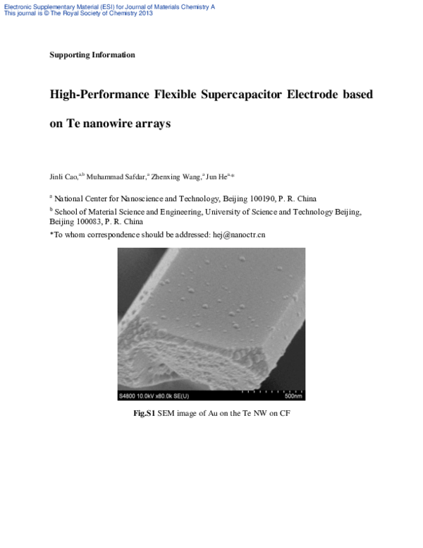 (PDF) Flexible Supercapacitor Electrodes from Te Nanowires