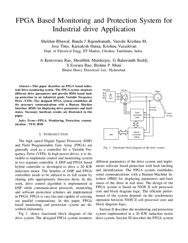Pdf Fpga Based Monitoring And Protection System For Industrial Drive Application
