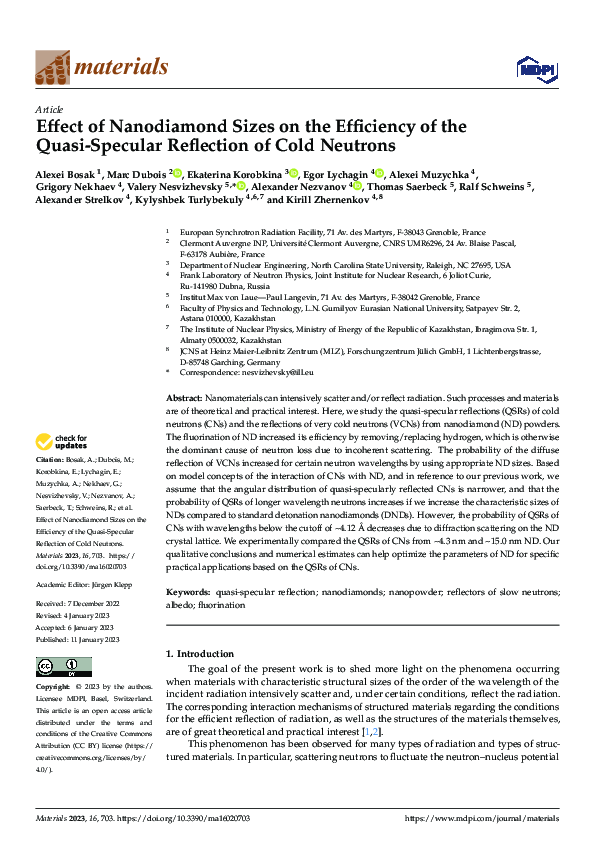 (PDF) Effect of Nanodiamond Sizes on the Efficiency of the Quasi-Specular Reflection of Cold ...