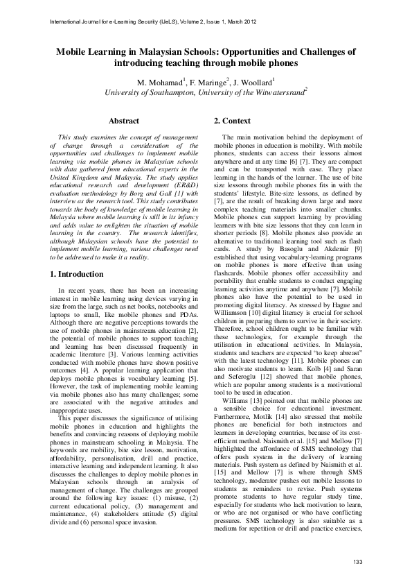 (PDF) Mobile Learning in Malaysian Schools: Opportunities and ...