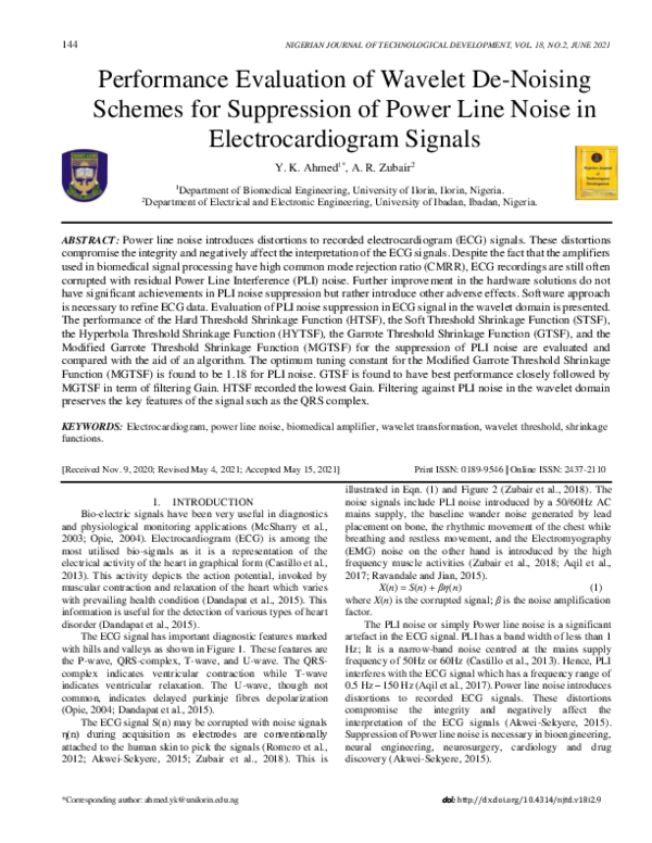 Pdf Performance Evaluation Of Wavelet De Noising Schemes For Suppression Of Power Line Noise