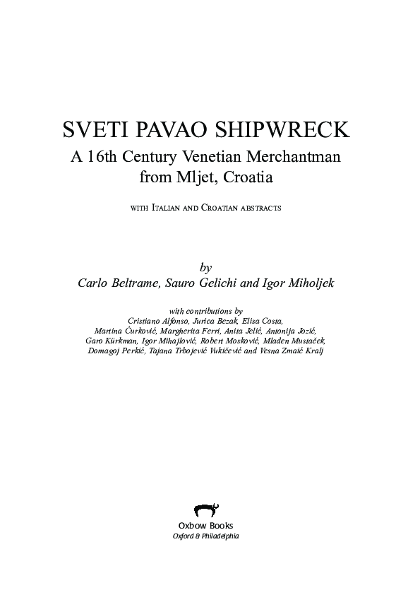 (PDF) Sveti Pavao Shipwreck: A 16th century Venetian merchantman from ...