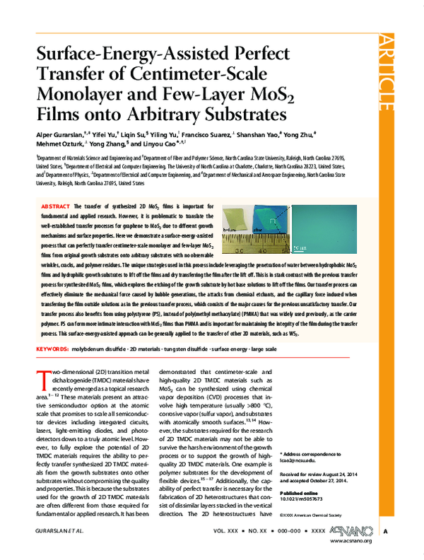 (PDF) Surface-energy-assisted perfect transfer of centimeter-scale ...