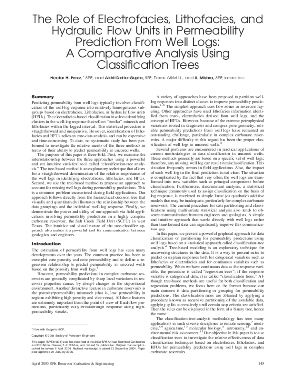 (PDF) The Role of Electrofacies, Lithofacies, and Hydraulic Flow Units in Permeability ...