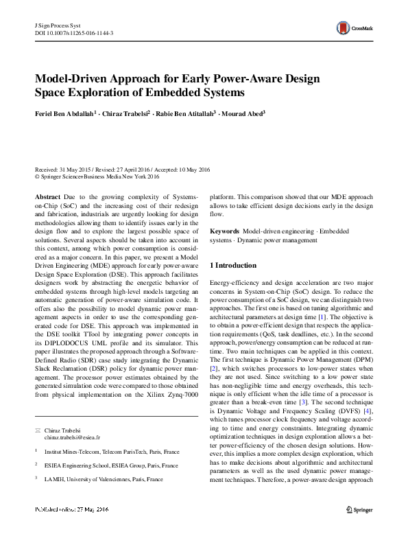 (PDF) Model-Driven Approach for Early Power-Aware Design Space Exploration of Embedded Systems ...