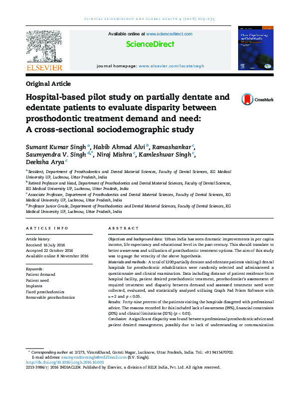 (PDF) Hospital-based pilot study on partially dentate and edentate ...