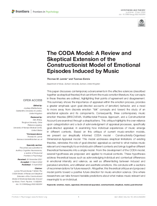 (PDF) The CODA Model: A Review and Skeptical Extension of the ...