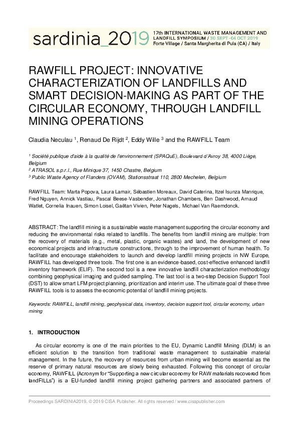 (PDF) Rawfill Project: Innovative Characterization of Landfills and ...