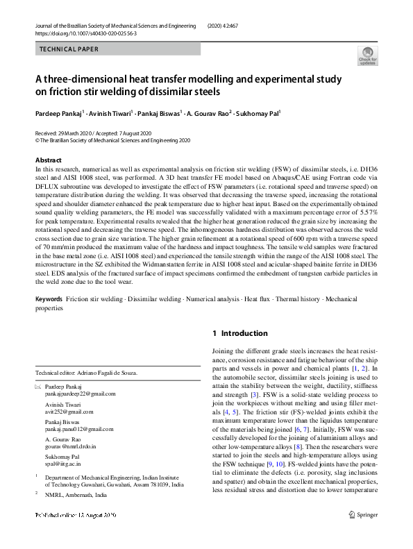 Pdf A Three Dimensional Heat Transfer Modelling And Experimental