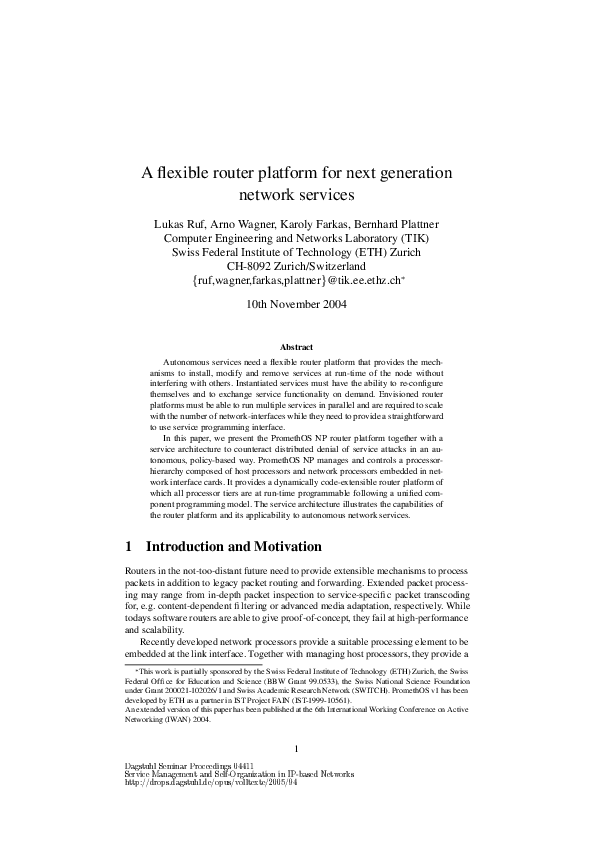 (PDF) A flexible router platform for next generation network services