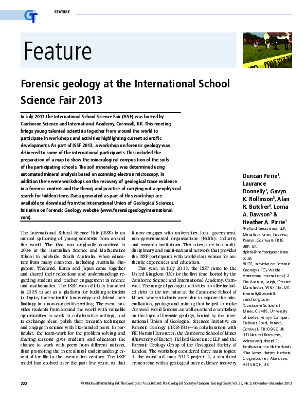 (PDF) Forensic geology at the International School Science Fair 2013