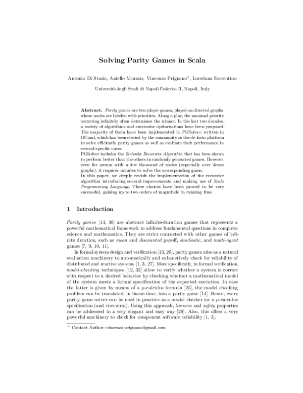 (PDF) Solving Parity Games in Scala