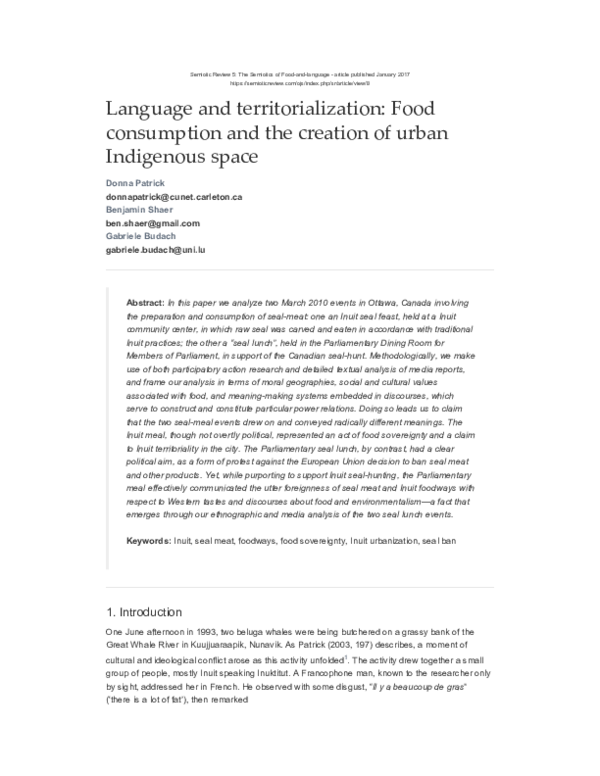 (PDF) Language and Territorialization: Food Consumption and the ...