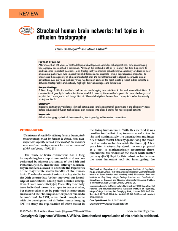 (PDF) Structural human brain networks