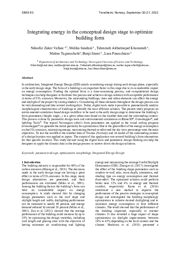(PDF) Integrating energy in the conceptual design stage to optimize ...