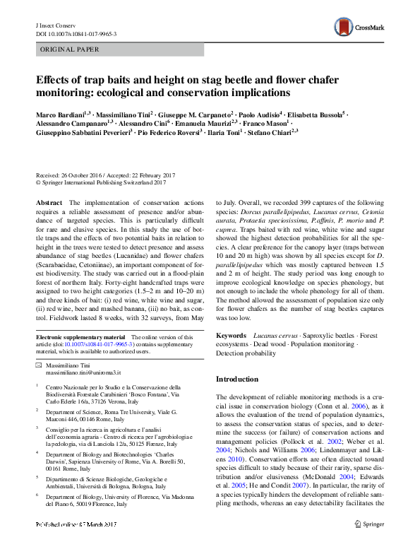 (PDF) Effects of trap baits and height on stag beetle and flower chafer ...