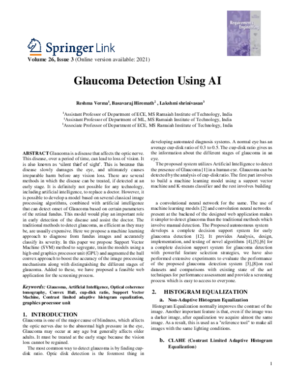 (PDF) Glaucoma Detection Using AI