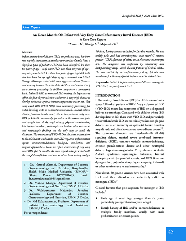 (PDF) An Eleven Months Old Infant with Very Early Onset Inflammatory ...
