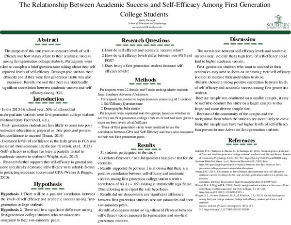 (PDF) Relationship Between Academic Success and Self -Efficacy among First-Generation College ...