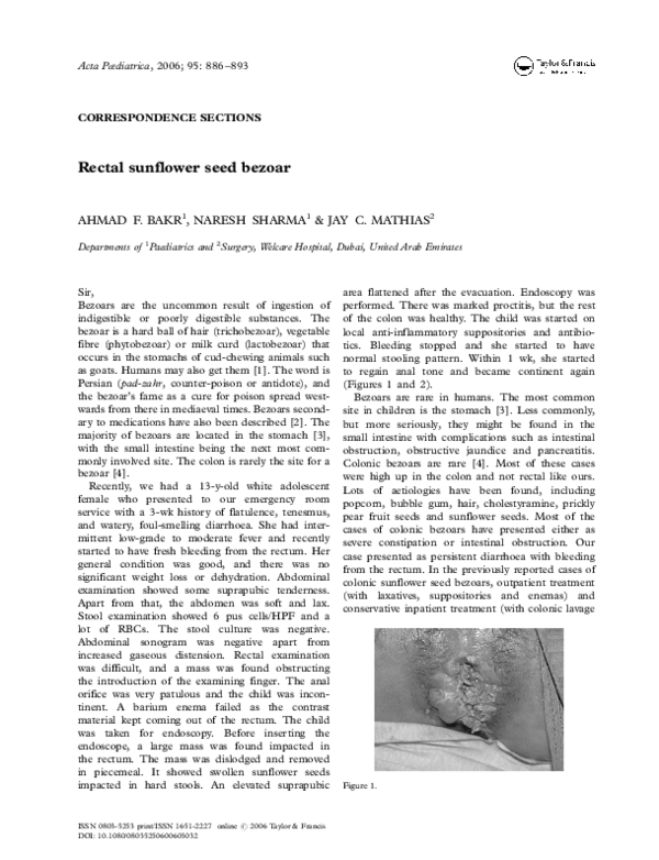 (PDF) Rectal sunflower seed bezoar