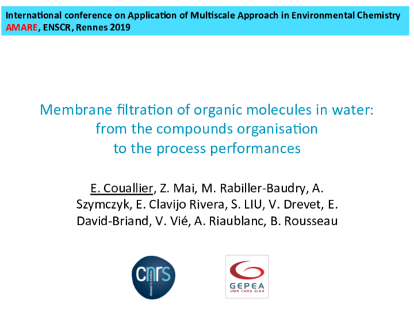 (PDF) Membrane filtration of organic molecules in water: from the ...