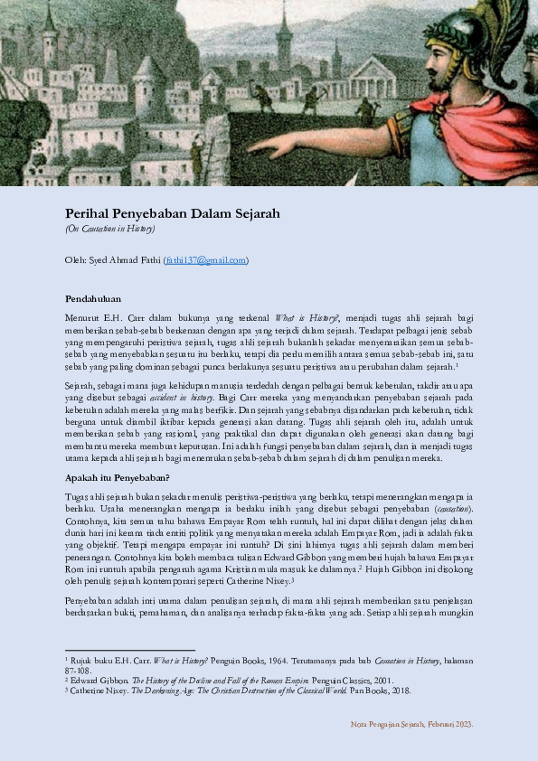 (PDF) Perihal Penyebaban Dalam Sejarah