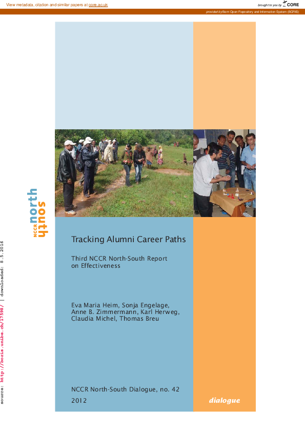 (PDF) Tracking Alumni Career Paths: Third NCCR North-South Report on ...