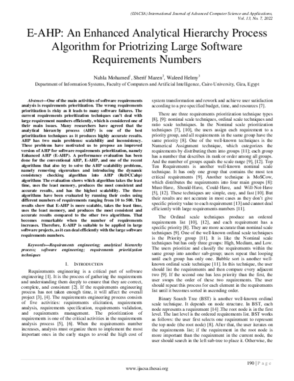 (PDF) E-AHP: An Enhanced Analytical Hierarchy Process Algorithm for ...