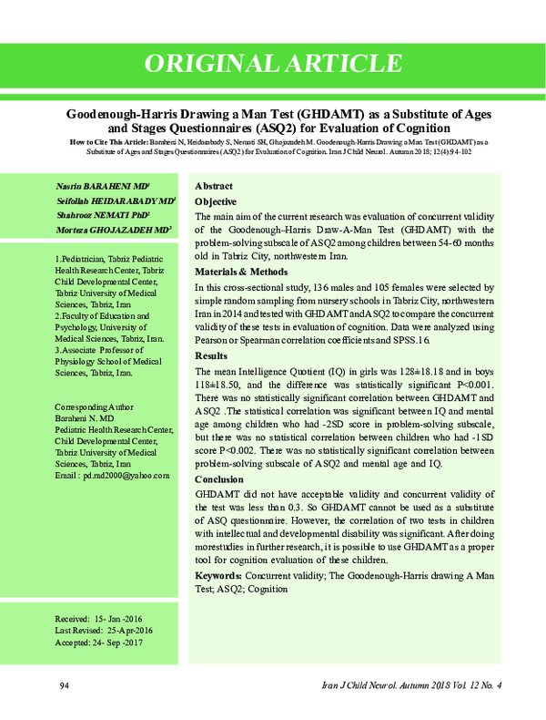(PDF) Goodenough-Harris Drawing a Man Test (GHDAMT) as a Substitute of ...