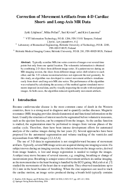 (PDF) Correction of Movement Artifacts from 4-D Cardiac Short- and Long ...