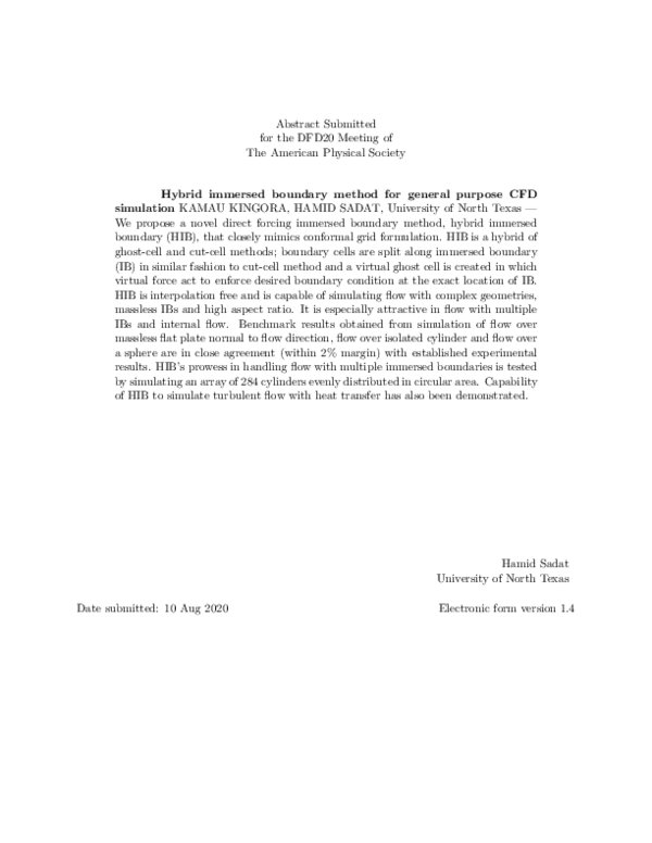 Pdf Hybrid Immersed Boundary Method For General Purpose Cfd Simulation