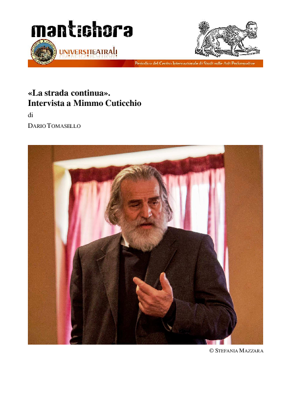 (PDF) «La strada continua». Intervista a Mimmo Cuticchio