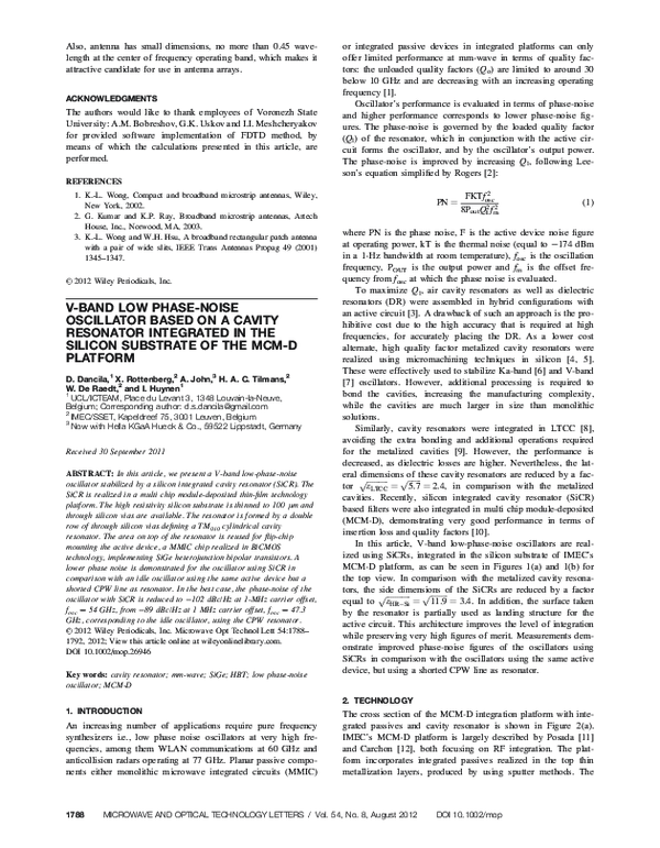 (PDF) V-band low phase-noise oscillator based on a cavity resonator ...