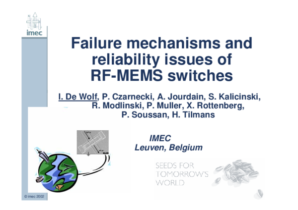 (PDF) Failure mechanisms and reliability issues of RF-MEMS switches