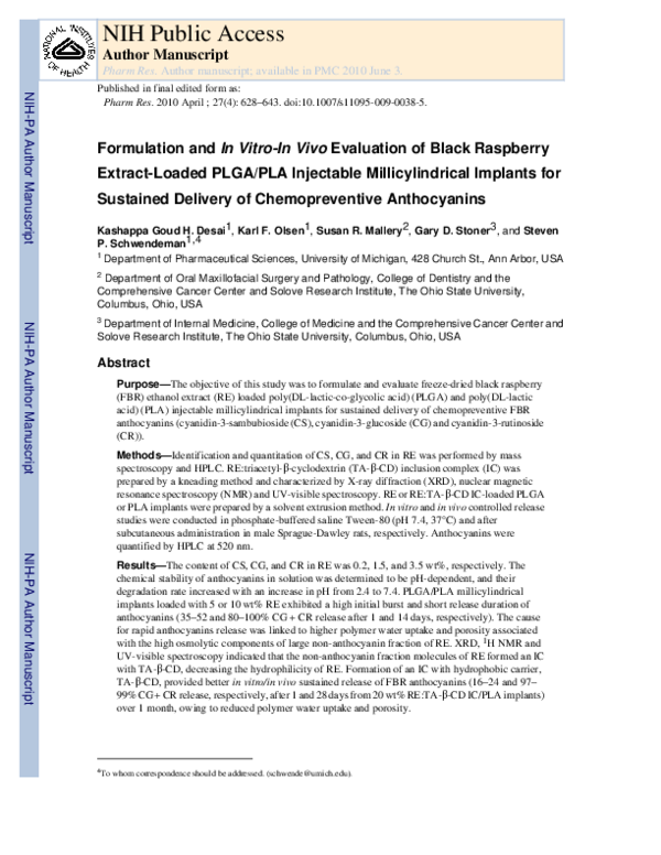 (PDF) Formulation and In Vitro-In Vivo Evaluation of Black Raspberry ...