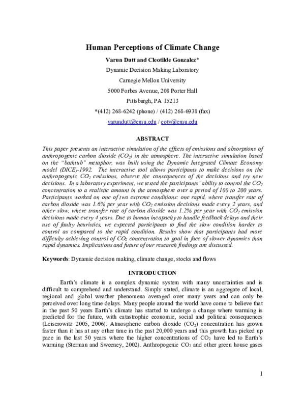(PDF) Human perceptions in climate change