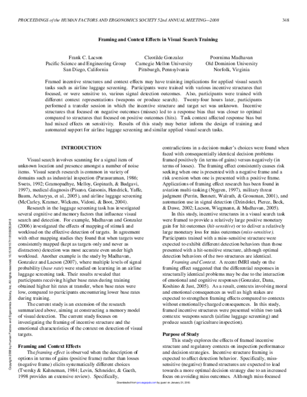 (PDF) Framing and Context Effects in Visual Search Training