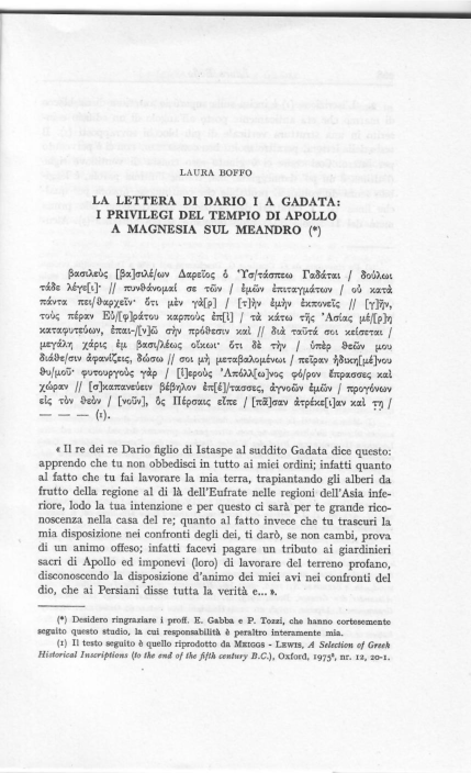 (PDF) La lettera di Dario I a Gadata: I privilegi del tempio di Apollo ...