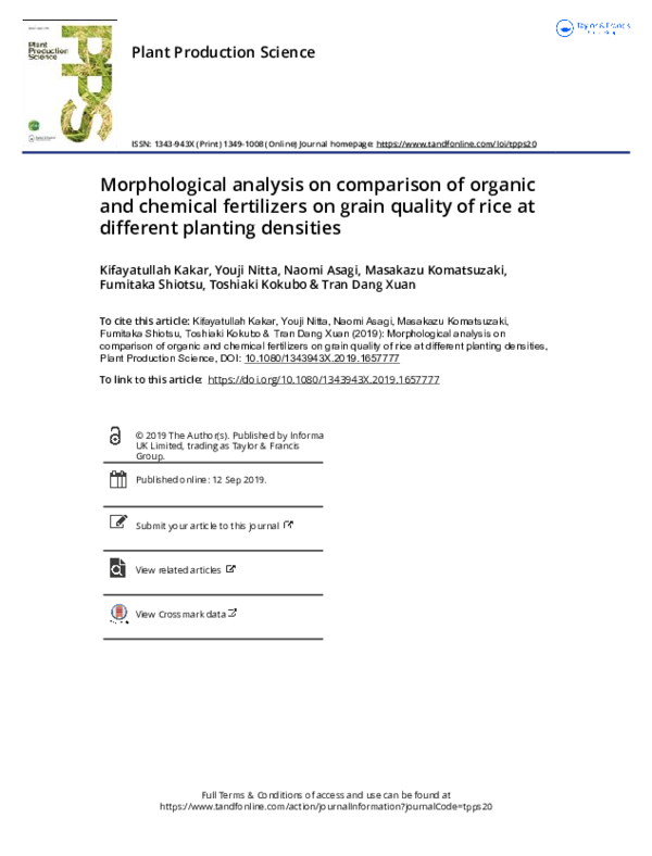 (PDF) Morphological analysis on comparison of organic and chemical fertilizers on grain quality ...