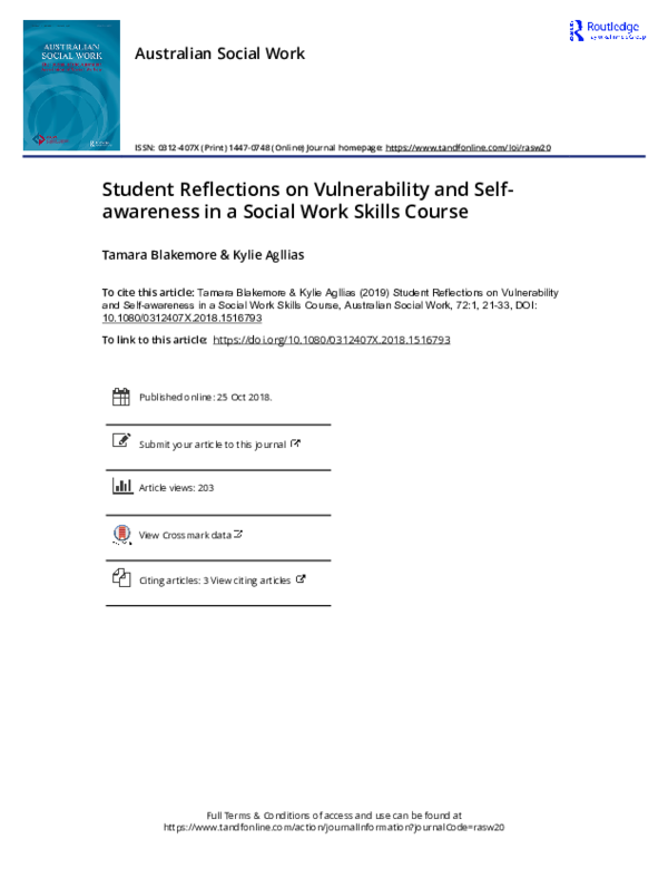 (PDF) Student Reflections on Vulnerability and Self-awareness in a ...