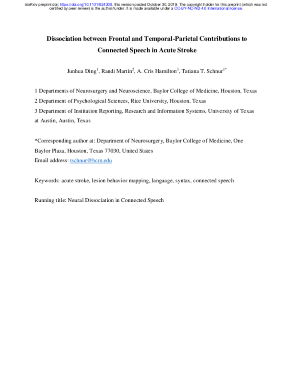 Pdf Double Dissociation Between Temporal And Spatial Pattern Processing In Patients With