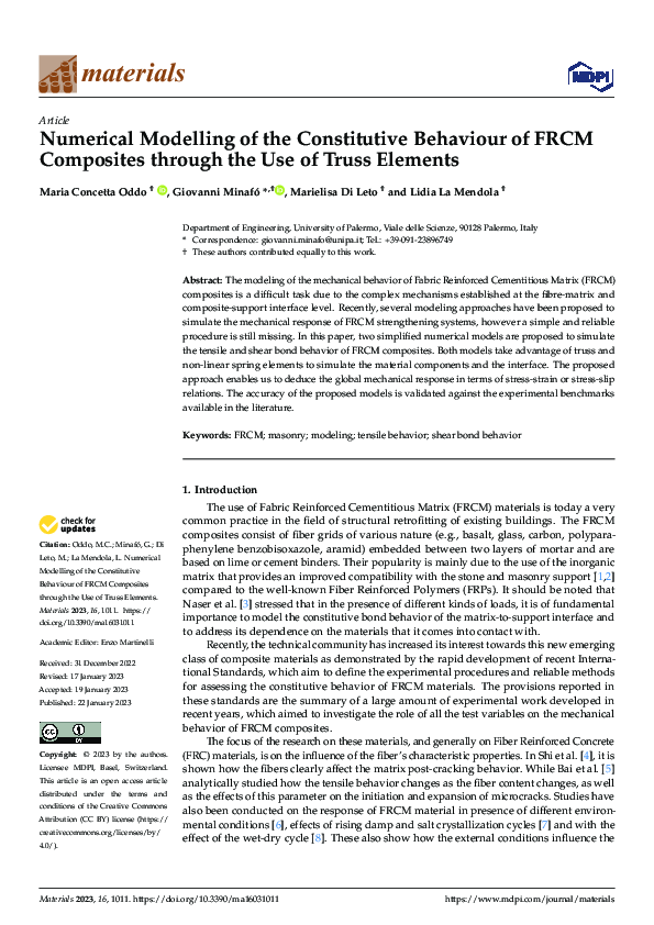 (PDF) Numerical Modelling of the Constitutive Behaviour of FRCM ...