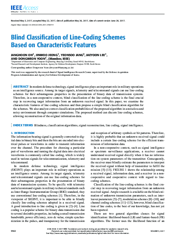 (PDF) Blind Classification of Line-Coding Schemes Based on ...