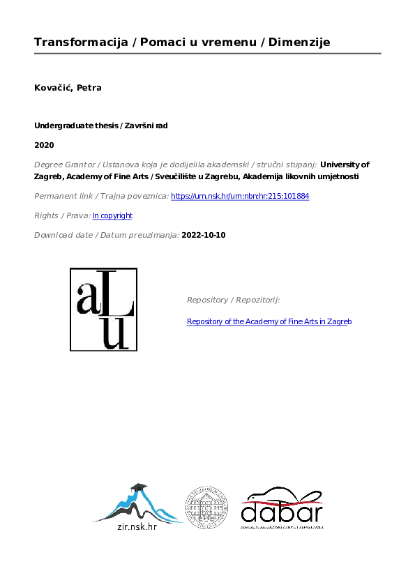(PDF) Transformacija / Pomaci u vremenu / Dimenzije | Petra Kovačić ...