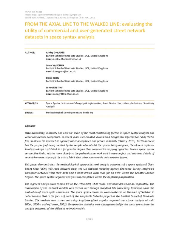 Pdf From The Axial Line To The Walked Line Evaluating The Utility Of