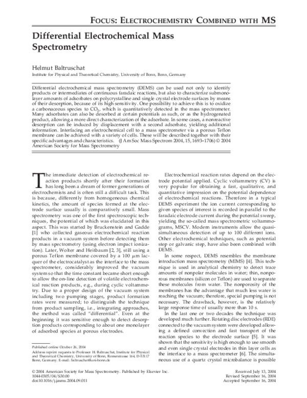 (PDF) Differential electrochemical mass spectrometry