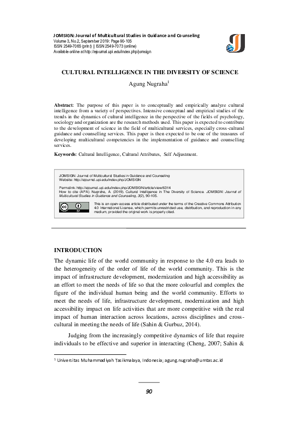 (PDF) Cultural Intelligence in The Diversity of Science
