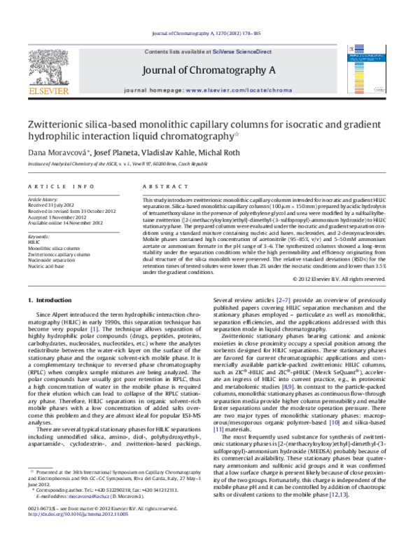 (PDF) Zwitterionic silica-based monolithic capillary columns for ...